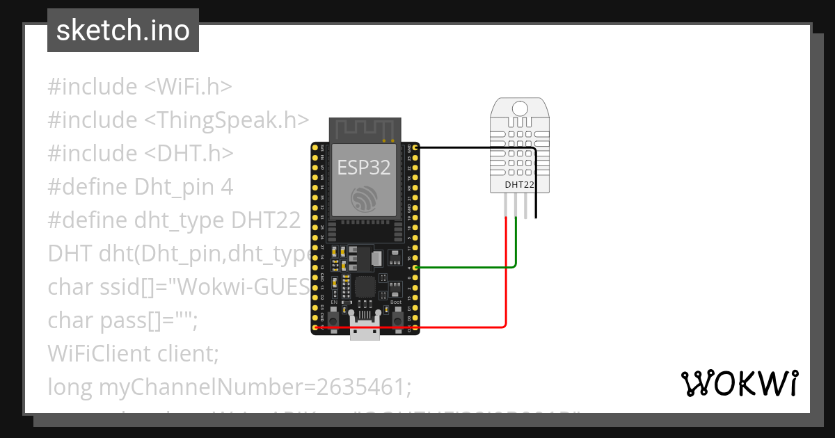 Wifi2 Dht22 With Thingspeak Wokwi Esp32 Stm32 Arduino Simulator 