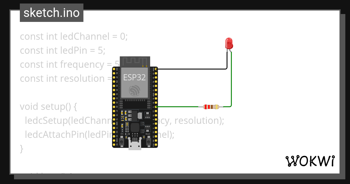 EJEMPLO PWM LED - Wokwi ESP32, STM32, Arduino Simulator