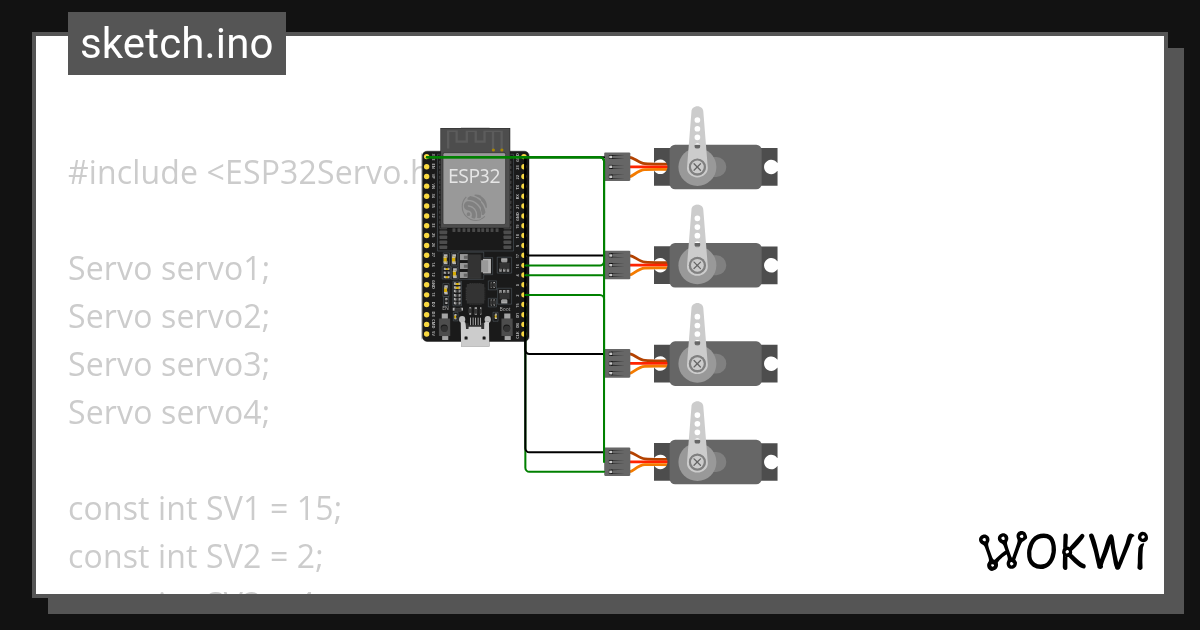 esp 4servo - Wokwi ESP32, STM32, Arduino Simulator