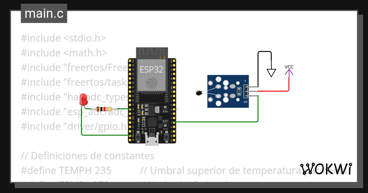 Sensor Temperatura - Wokwi ESP32, STM32, Arduino Simulator