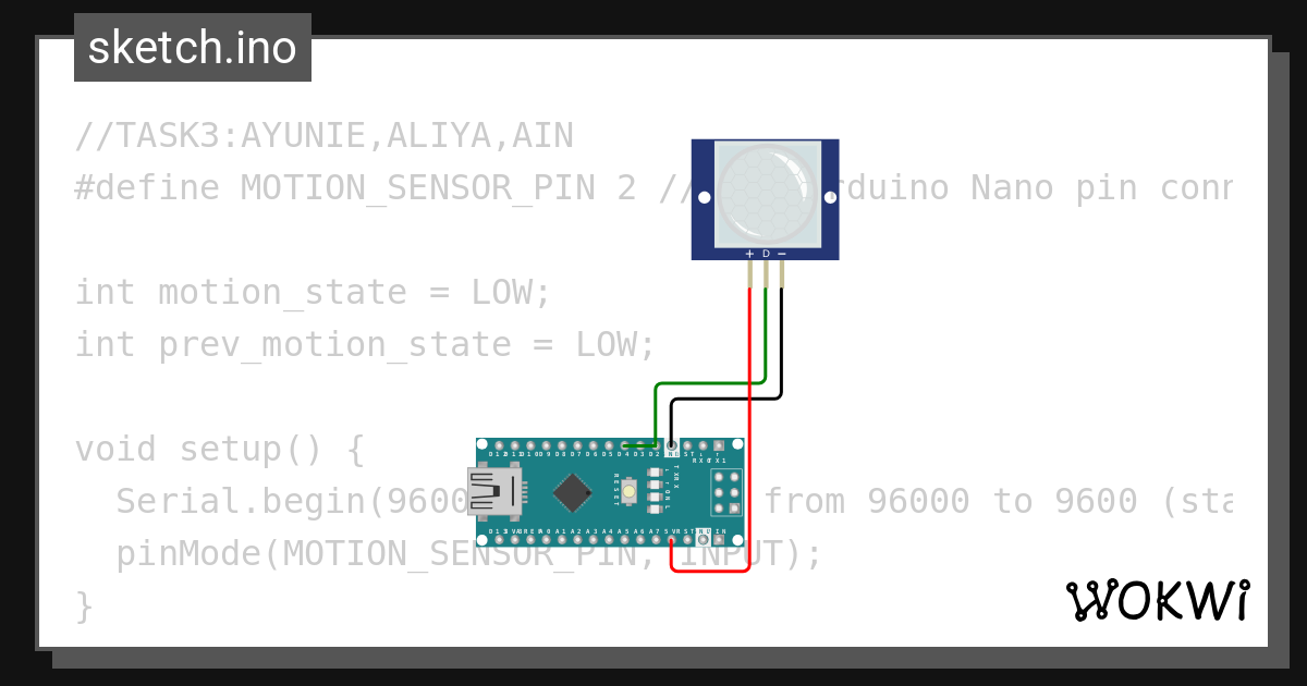 Task 3 Motion Sensor Wokwi Esp32 Stm32 Arduino Simulator