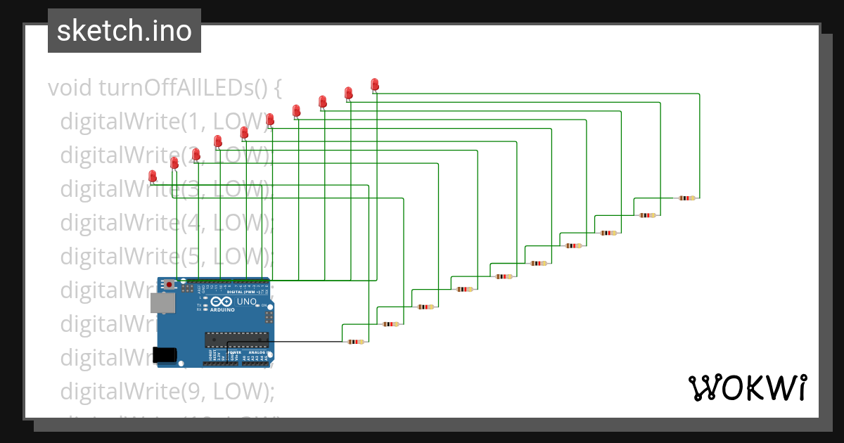 led_10_uno - Wokwi ESP32, STM32, Arduino Simulator