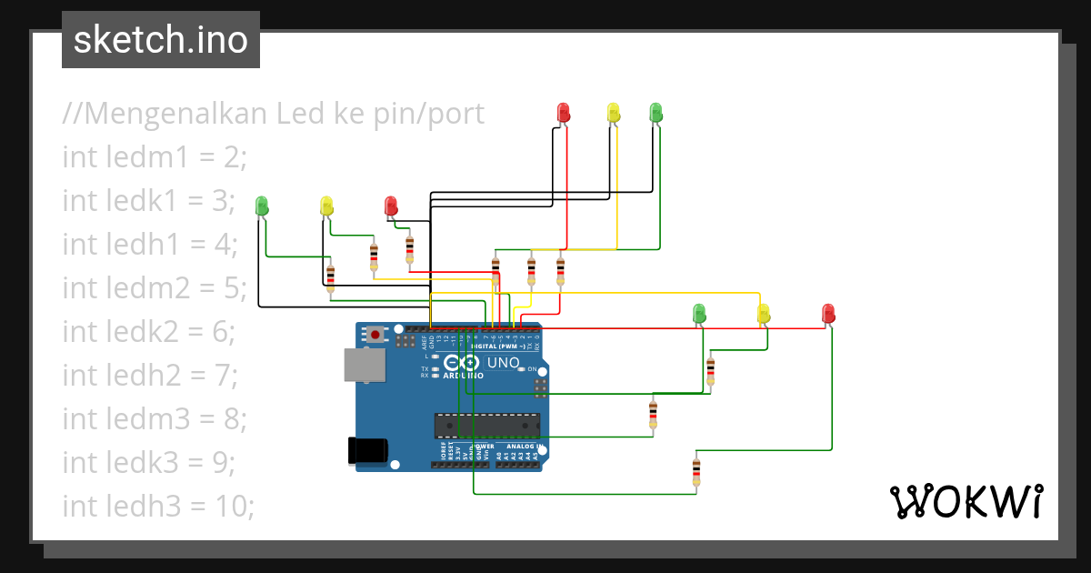 Lampu Lintas X3 Nobel F.S/28 - Wokwi ESP32, STM32, Arduino Simulator