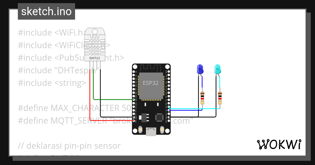 Monitoring Lampu, Suhu, dan Kelembaban-5 - Wokwi ESP32, STM32, Arduino Simulator