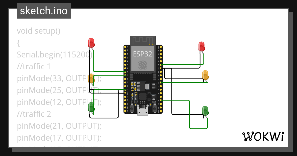TRAFFIC LIGHT SERIES bhogesh_23505809 - Wokwi ESP32, STM32, Arduino Simulator