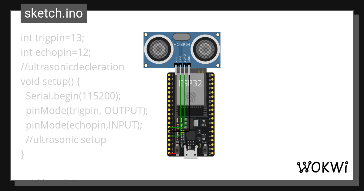 Ultrasonic Sensor Wokwi Esp32 Stm32 Arduino Simulator 