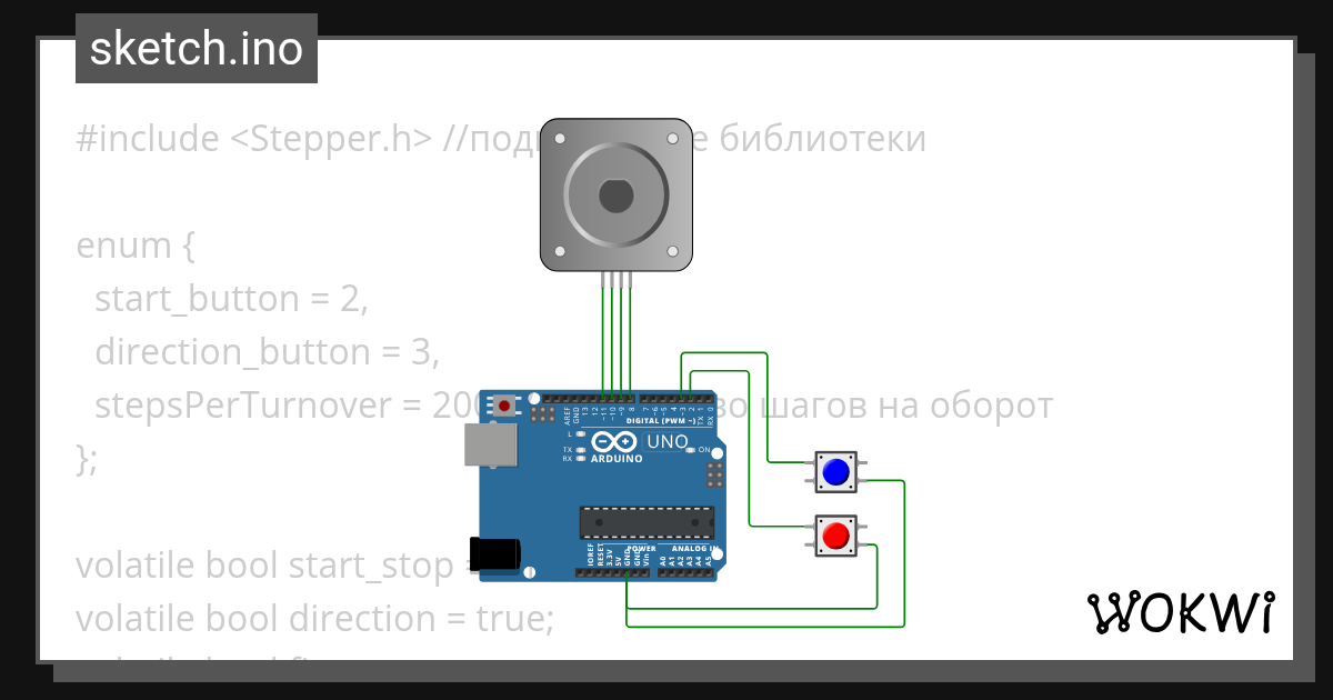 Stepper interrupt - Wokwi ESP32, STM32, Arduino Simulator