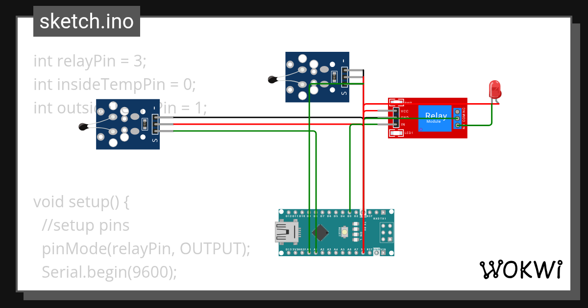 Dual Temp Attic Fan Controller - Wokwi ESP32, STM32, Arduino Simulator