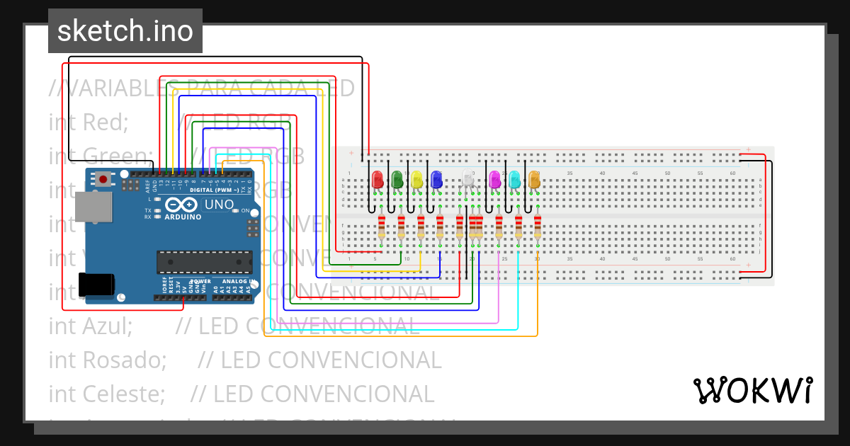 ARDUINO-LEDS - Wokwi ESP32, STM32, Arduino Simulator
