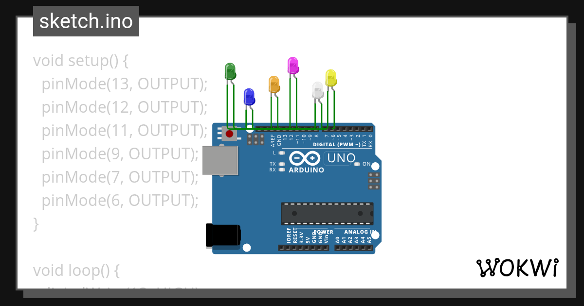 Running LED - Wokwi ESP32, STM32, Arduino Simulator