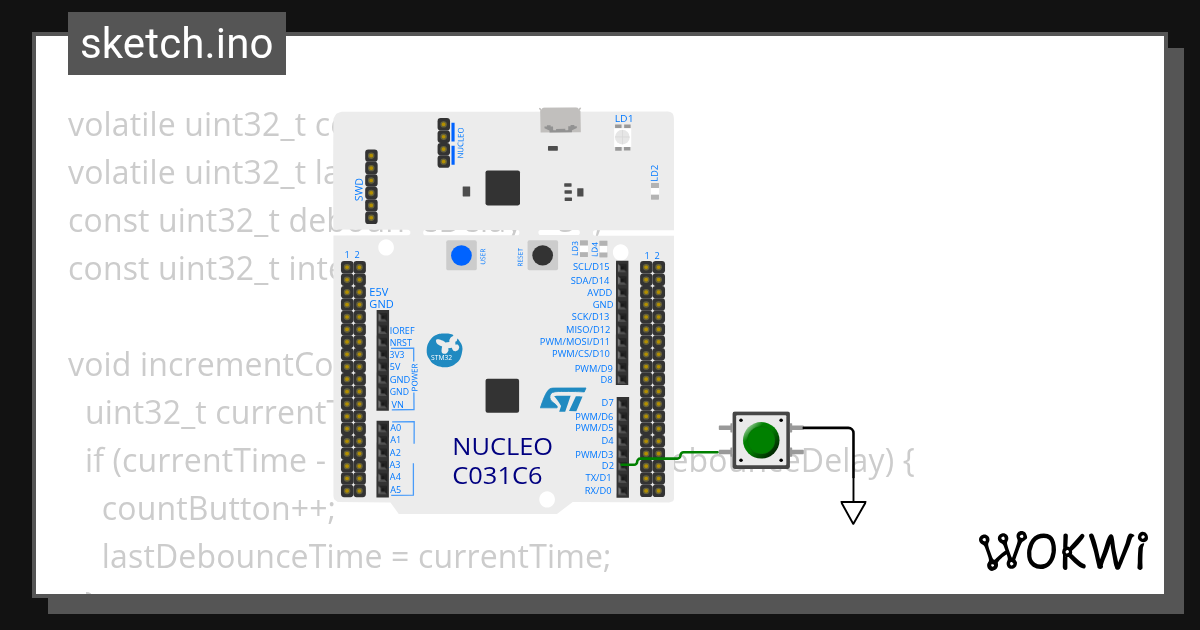 STM32 GPIO Interrupts Luiza - Wokwi ESP32, STM32, Arduino Simulator