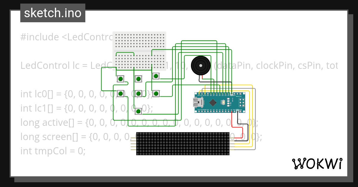 MAX 7219 Tetris - Wokwi ESP32, STM32, Arduino Simulator