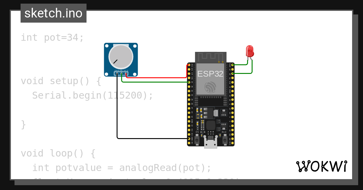 Potenciômetro Wokwi Esp32 Stm32 Arduino Simulator