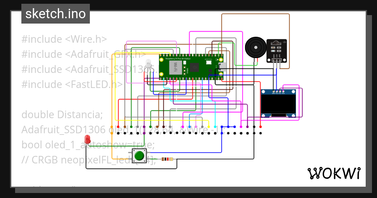 RASPICO SLOT RGB BUZZER IR LCD PRACTICA 3 OLED SSD1306 prueba Copy - Wokwi ESP32, STM32, Arduino ...
