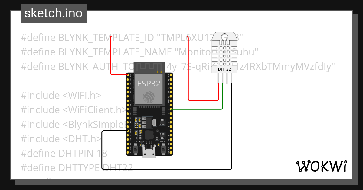 Adheya Sensor suhu dan kelembaban esp32 - Wokwi ESP32, STM32, Arduino Simulator