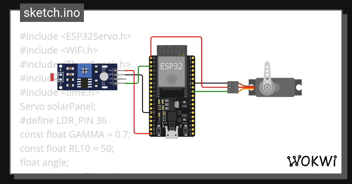 Smart Solar Panel Automation - Wokwi ESP32, STM32, Arduino Simulator