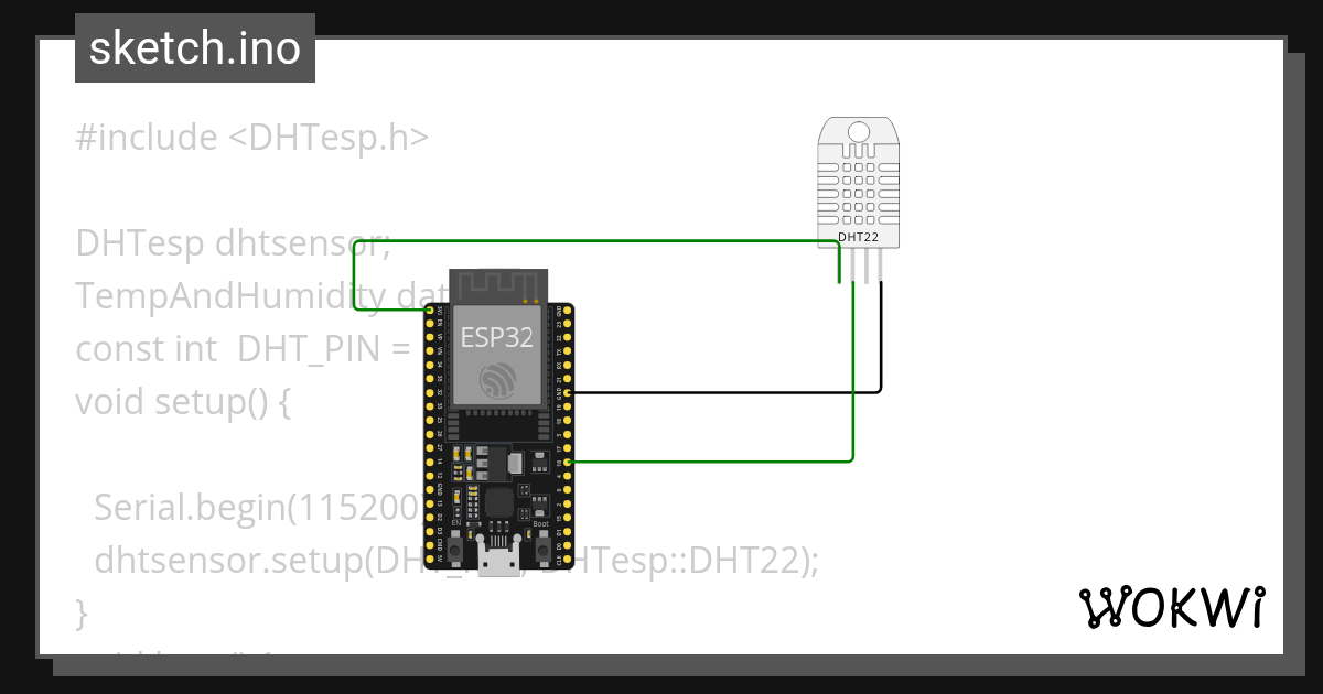 DHT22 - Wokwi ESP32, STM32, Arduino Simulator