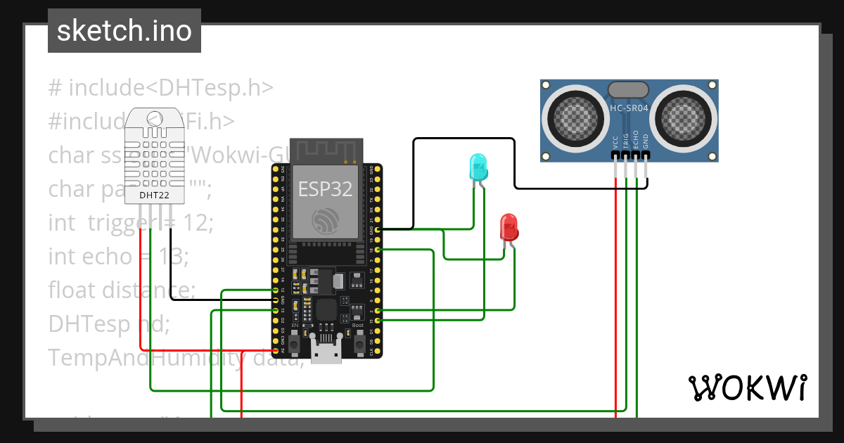wifi+us &dth - Wokwi ESP32, STM32, Arduino Simulator