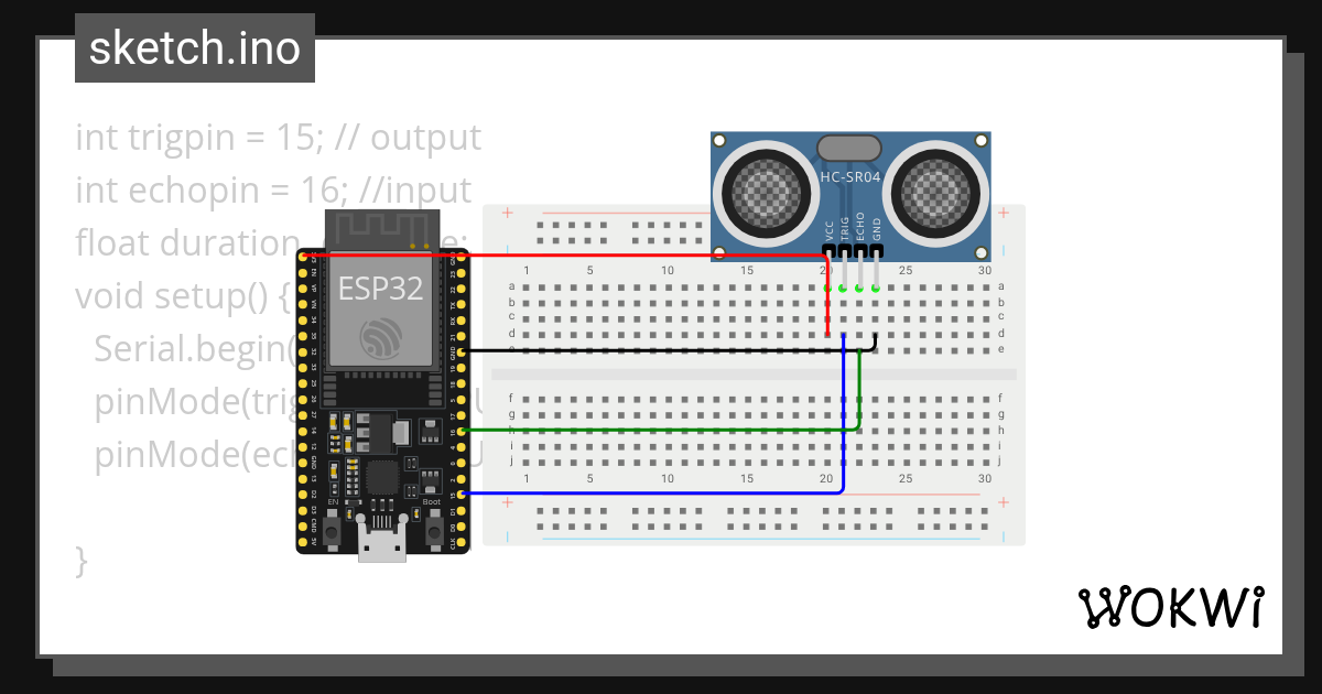 ultrasonic testing - Wokwi ESP32, STM32, Arduino Simulator