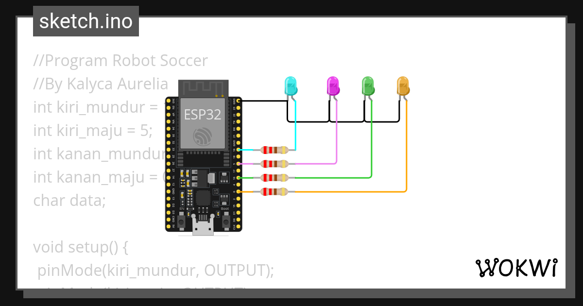 Program Robot Soccer - Wokwi ESP32, STM32, Arduino Simulator