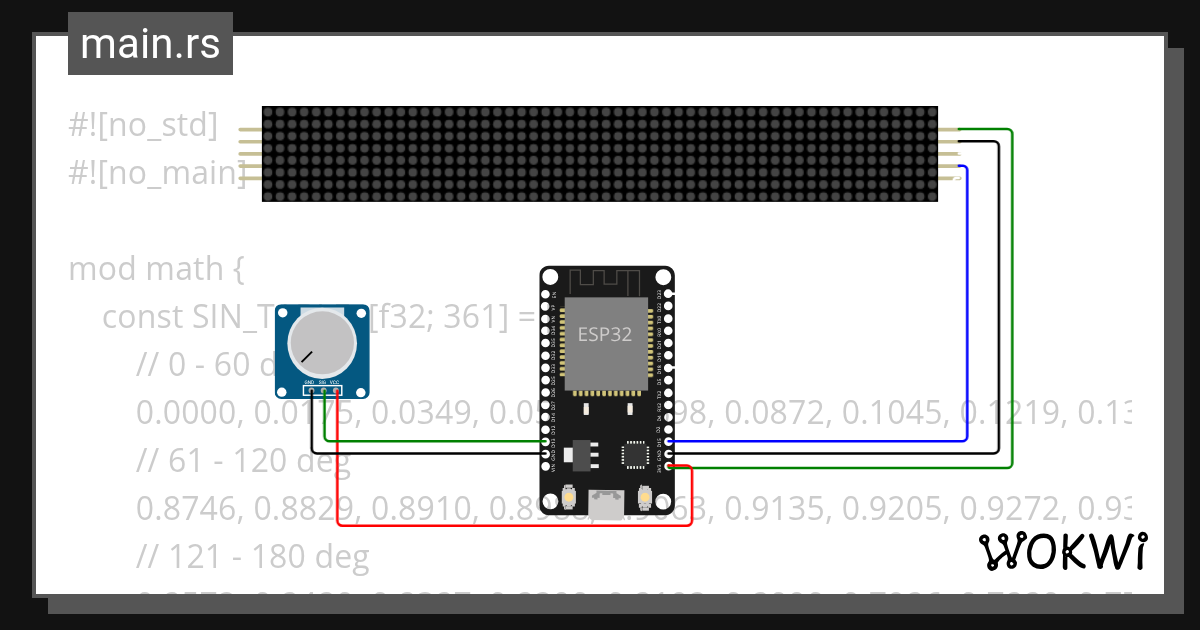 max7219-nostd-esp32 Sin visualizer - Wokwi ESP32, STM32, Arduino Simulator