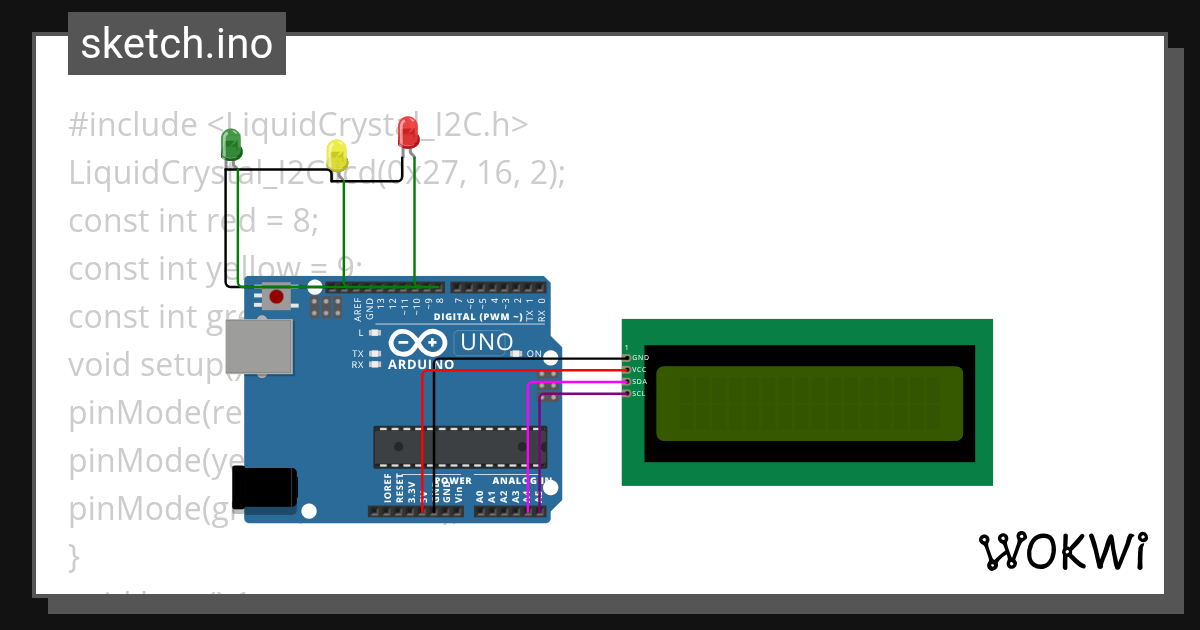 2. Traffic Light Signal Control Using Arduino - Wokwi ESP32, STM32, Arduino Simulator