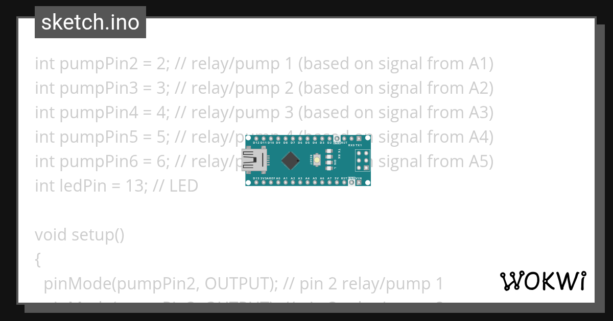 8.30.24 6 sensors 4 pumps alt Copy - Wokwi ESP32, STM32, Arduino Simulator