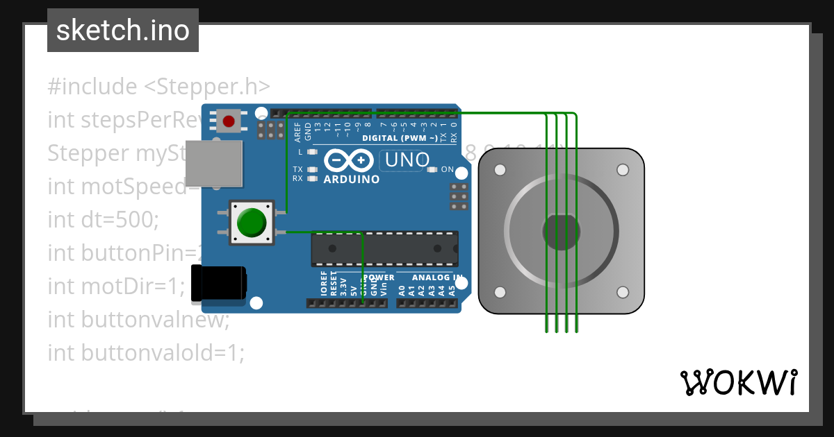 stepper motor pushbutton - Wokwi ESP32, STM32, Arduino Simulator stepper motor pushbutton - Wokwi ESP32, STM32, Arduino Simulator