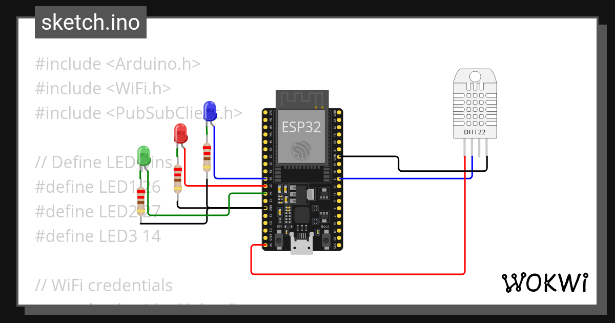 Tugas mqtt - Wokwi ESP32, STM32, Arduino Simulator