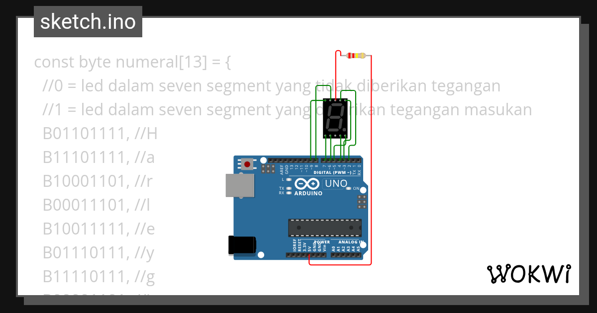 Seven segment alphabet - Wokwi ESP32, STM32, Arduino Simulator