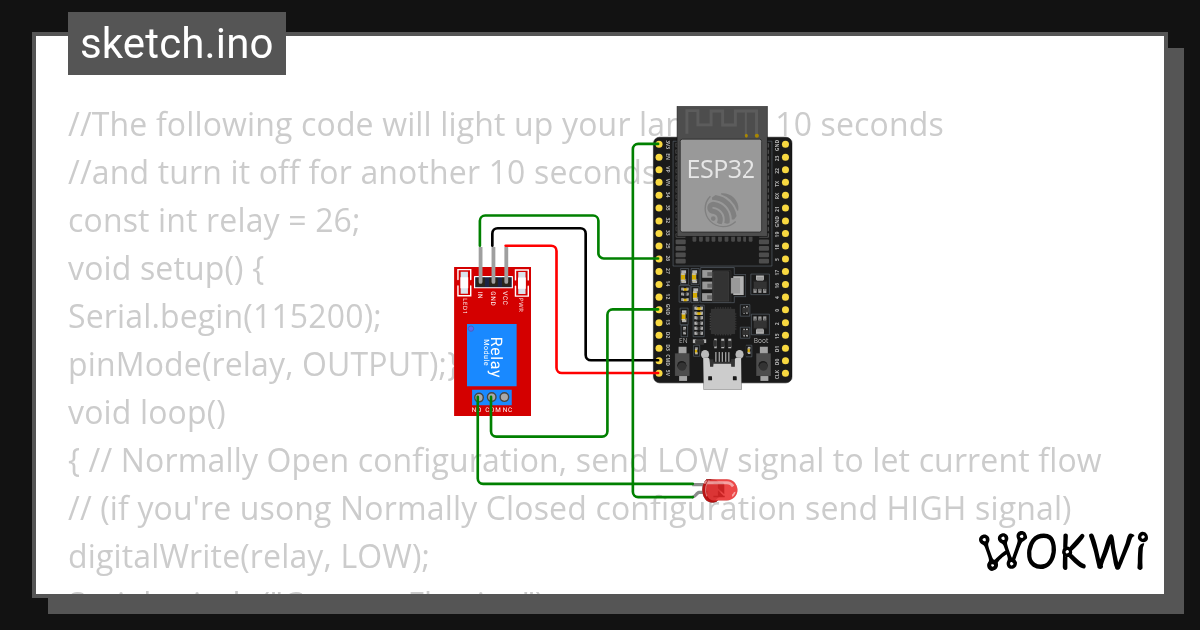 led relay part d - Wokwi ESP32, STM32, Arduino Simulator