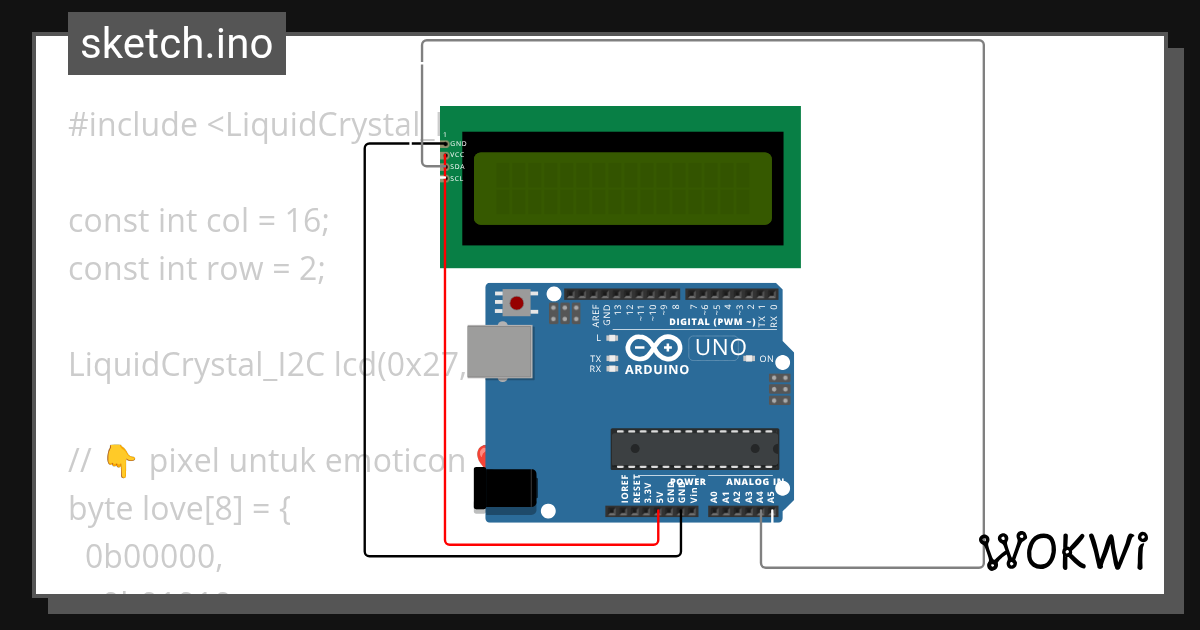LCD I2C RUNNING TXT - Wokwi ESP32, STM32, Arduino Simulator