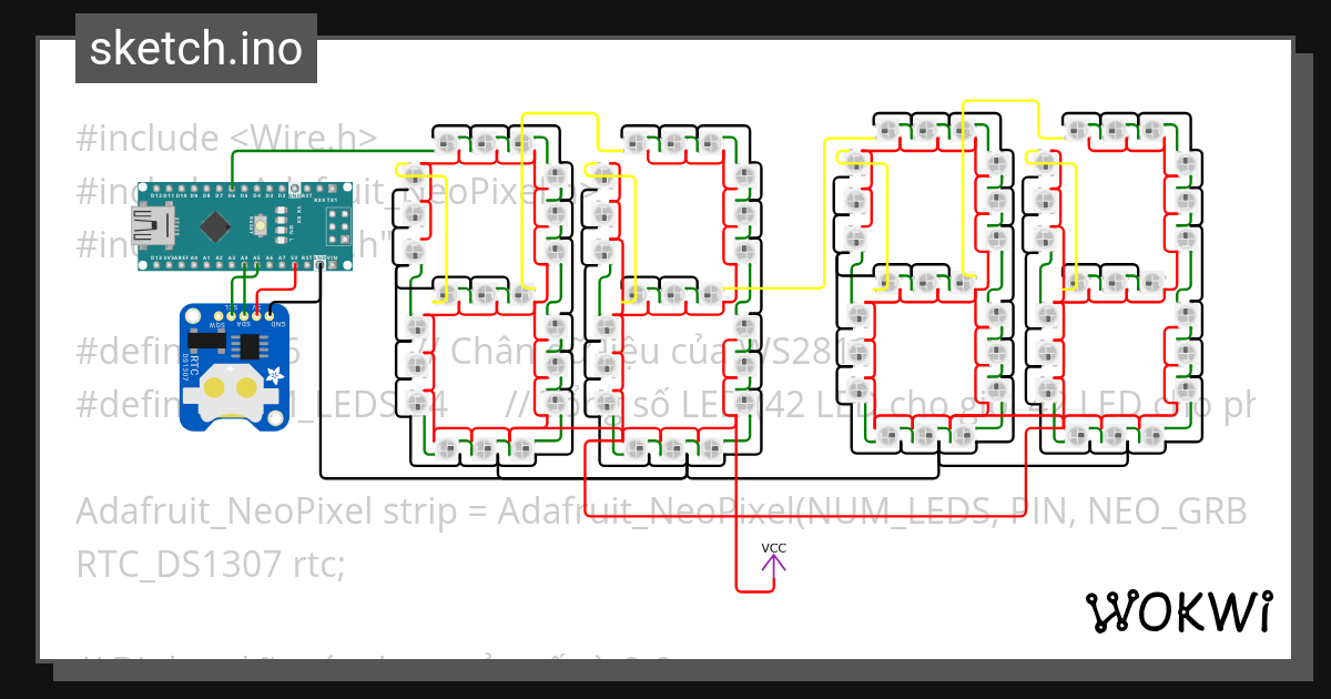 CLOCK FULLCOLOR - Wokwi ESP32, STM32, Arduino Simulator