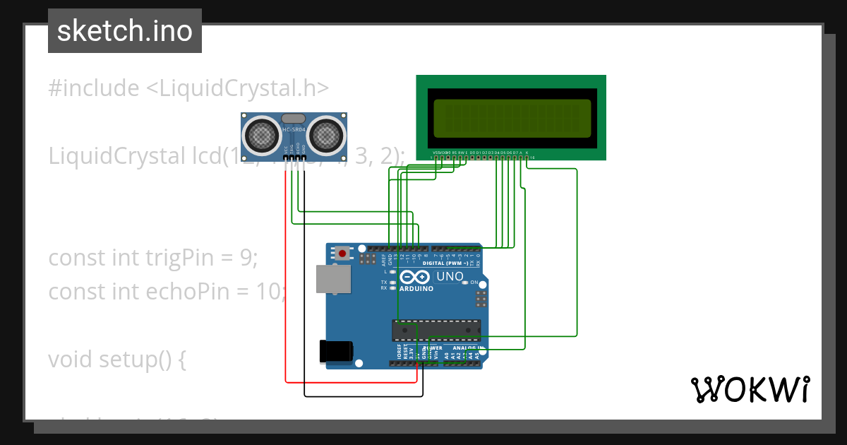 Lcd Ultrasonic Sensor Copy Wokwi Esp32 Stm32 Arduino Simulator