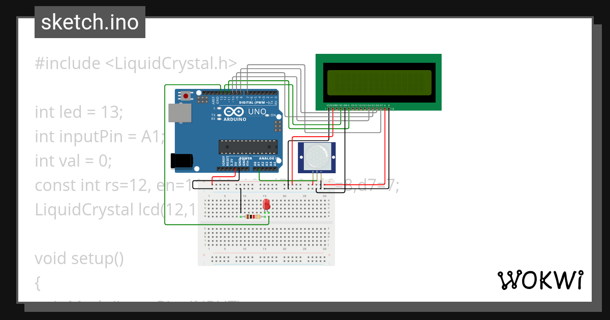 PIR sensor with LED - Wokwi ESP32, STM32, Arduino Simulator