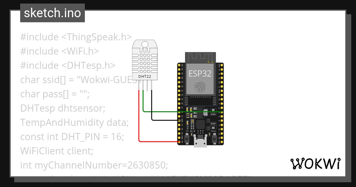 thingspeak - Wokwi ESP32, STM32, Arduino Simulator