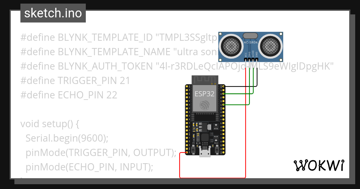 EX NO 3 ULTRASONIC SENSOR - Wokwi ESP32, STM32, Arduino Simulator