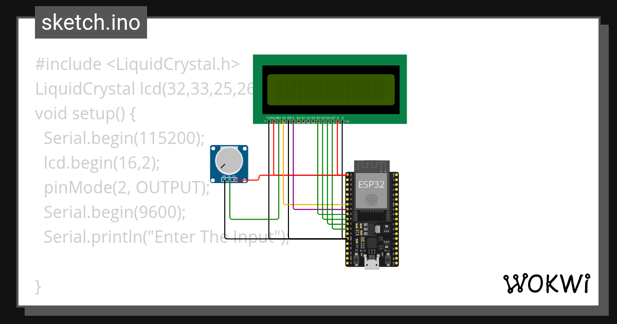 16*2 LCD(4 bit data) input - Wokwi ESP32, STM32, Arduino Simulator 16*2 LCD(4 bit data) input - Wokwi ESP32, STM32, Arduino Simulator
