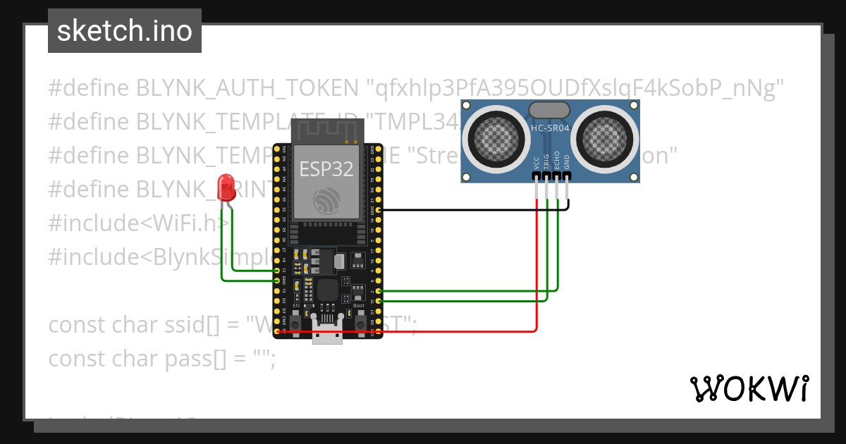126-IOT Blynk ultrasonic - Wokwi ESP32, STM32, Arduino Simulator