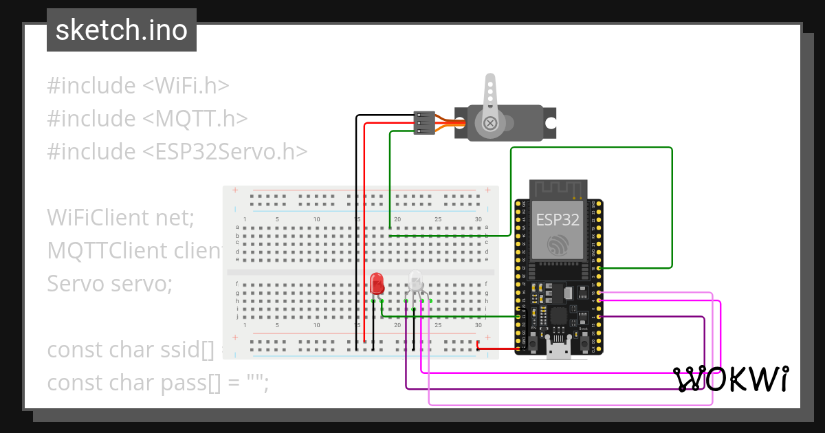 mengendalikan servo menggunakan mqtt - Wokwi ESP32, STM32, Arduino Simulator