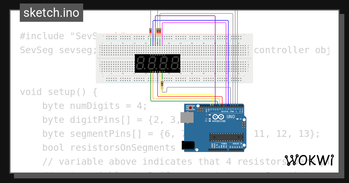 4digits Segment Display Wokwi Esp32 Stm32 Arduino Simulator
