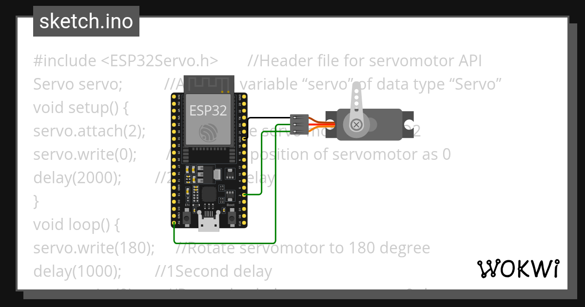 Servo Motor Interfacing Wokwi Esp32 Stm32 Arduino Simulator