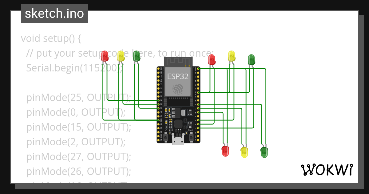 project 4 - 3 way - Wokwi ESP32, STM32, Arduino Simulator