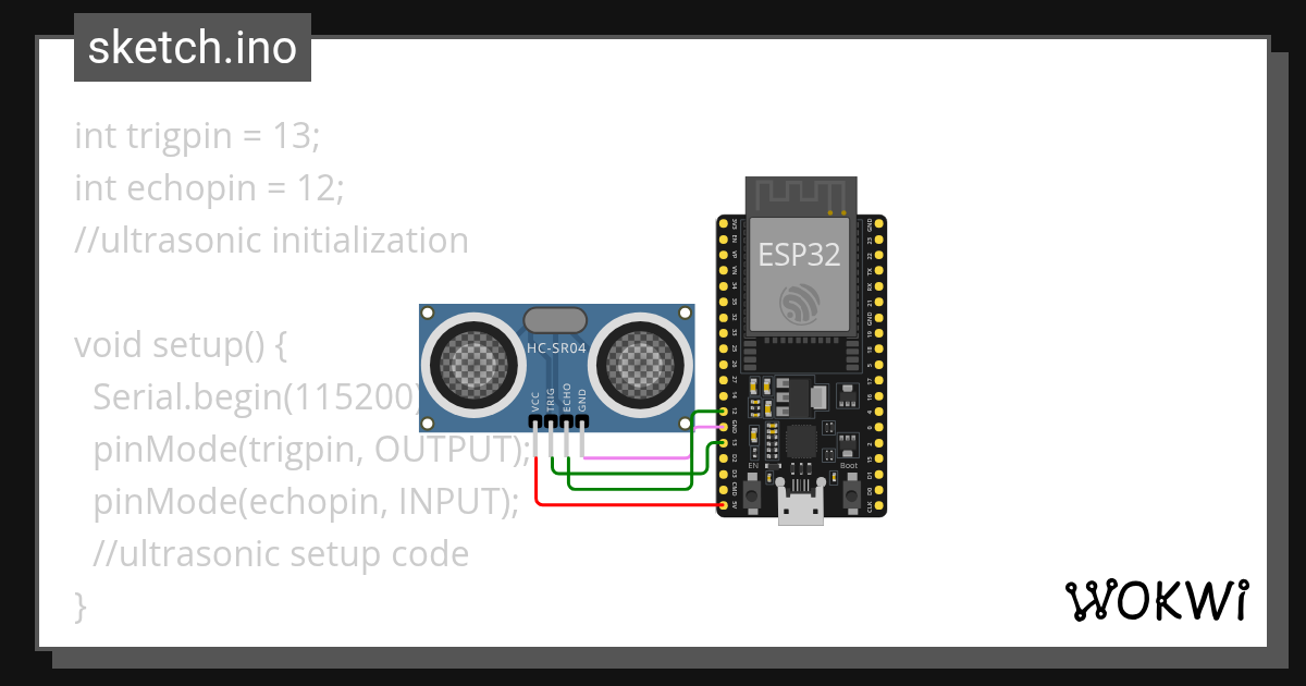 Ultrasonic Distance Sensor Wokwi Esp32 Stm32 Arduino Simulator