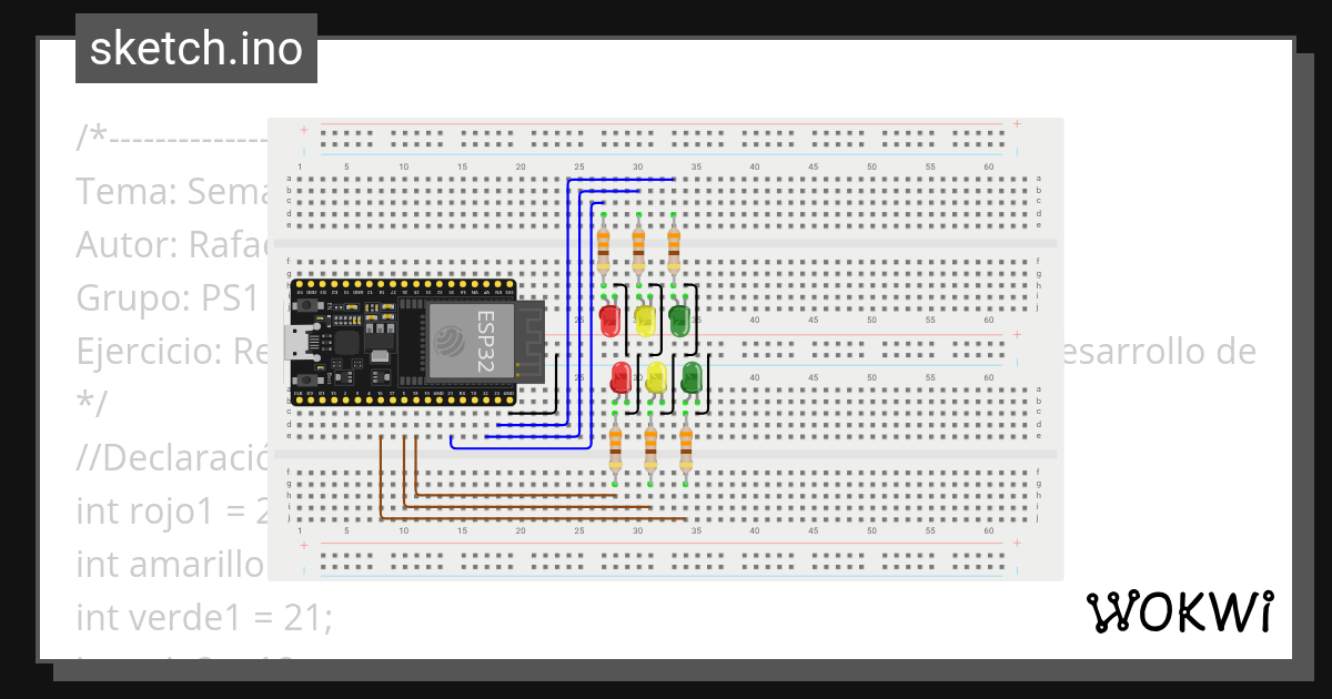 Nivelación Semáforo Zumba Francisco PS1 - Wokwi ESP32, STM32, Arduino Simulator