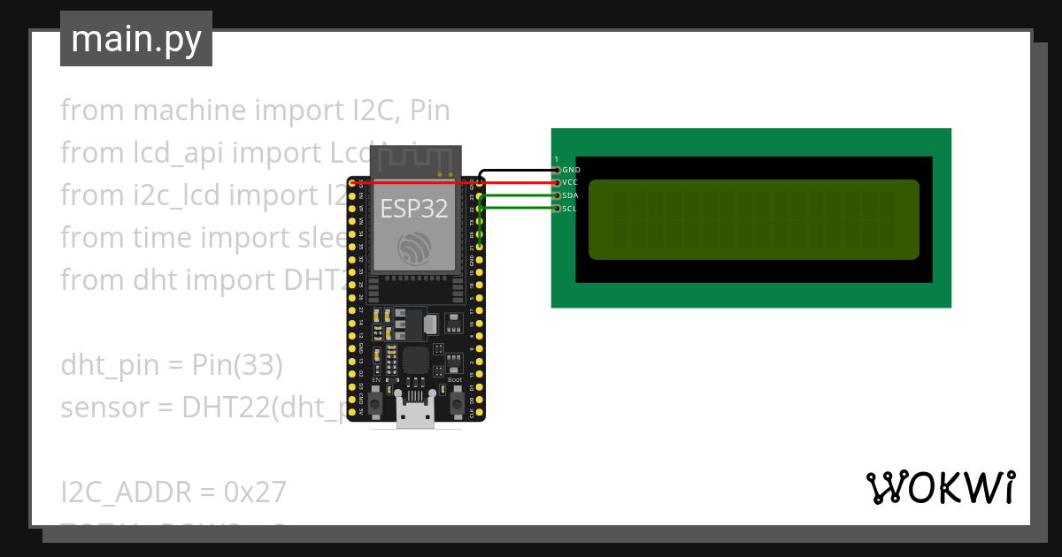 lcd suhu dan kelembapan xi4 29 figlia - Wokwi ESP32, STM32, Arduino Simulator