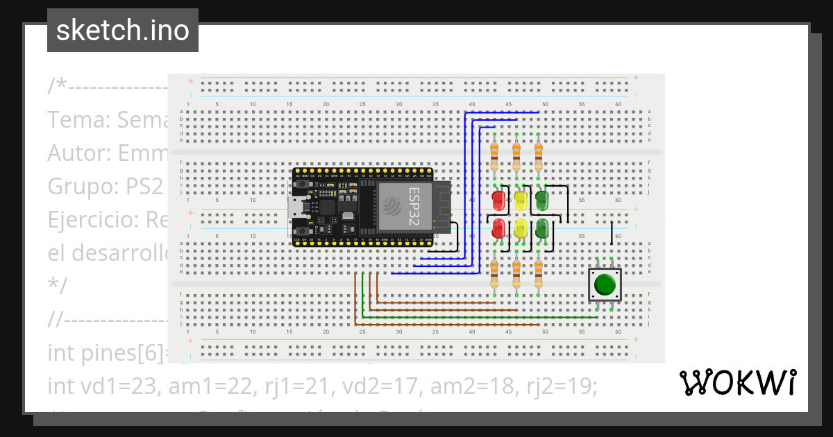 Nivelación Semáforo 1 Reinoso Emmanuel PS2 - Wokwi ESP32, STM32, Arduino Simulator