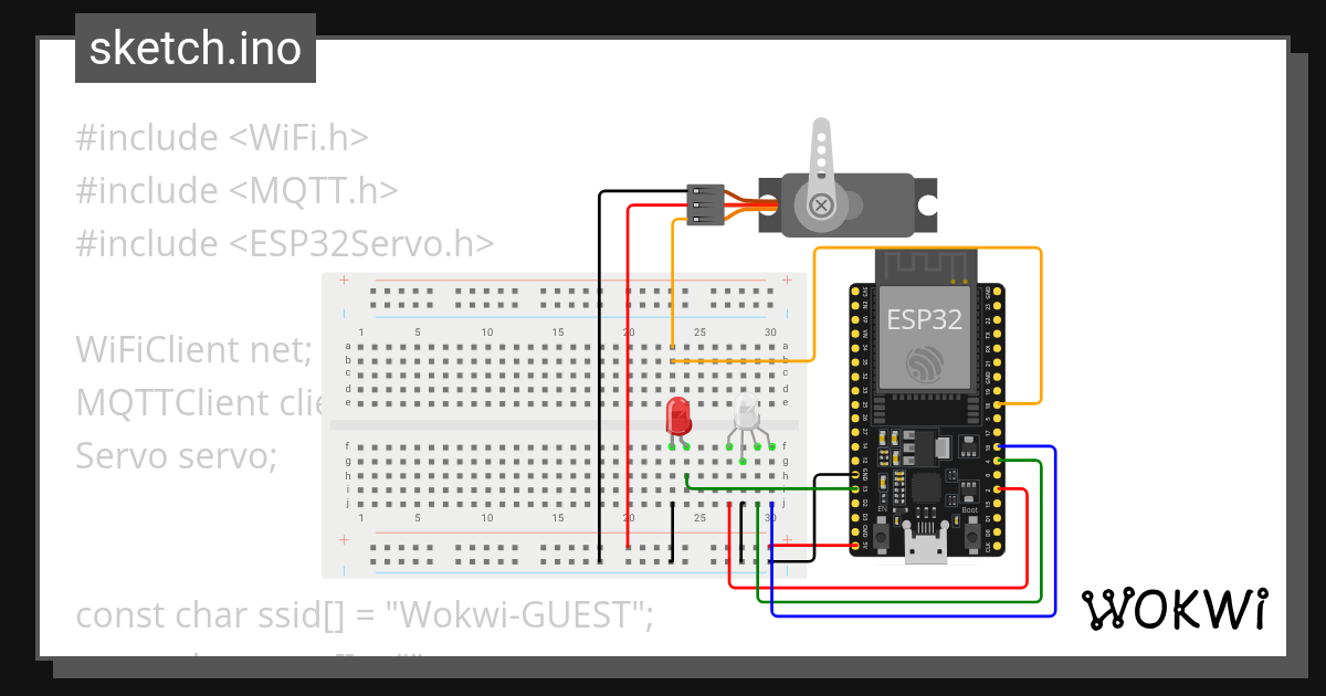 mengendalikan servo menggunakan mqtt - Wokwi ESP32, STM32, Arduino Simulator