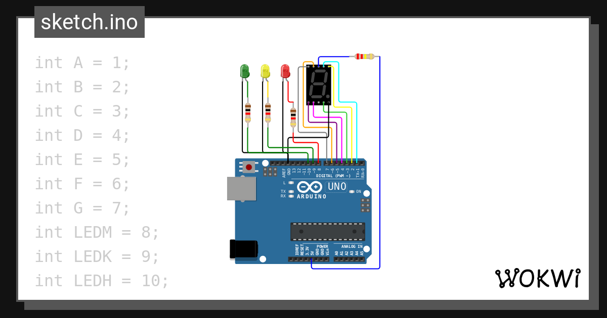21 Nafis Ari Nugroho Dasar 7 Segment 3 Led Wokwi Esp32 Stm32 Arduino Simulator