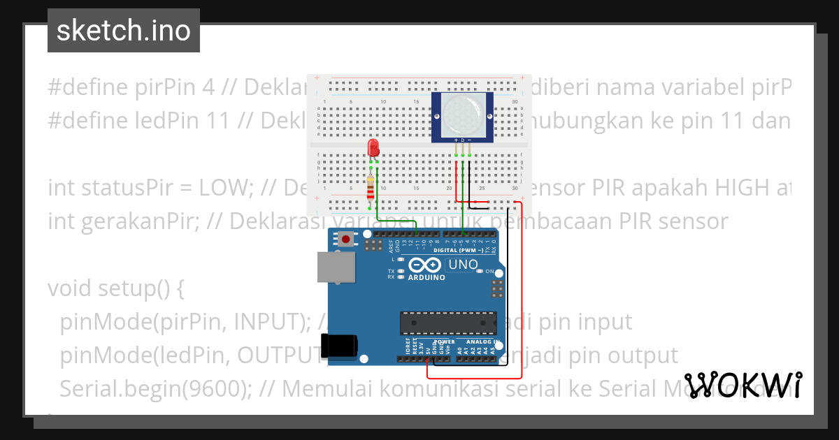 Pir Sensor Breadboard V2 Wokwi Esp32 Stm32 Arduino Simulator